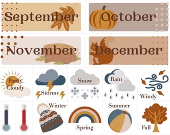 Classroom Calendar Card Set Autumn Woodland - Etsy