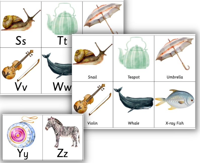 Watercolor Alphabet & Number Cards - Etsy