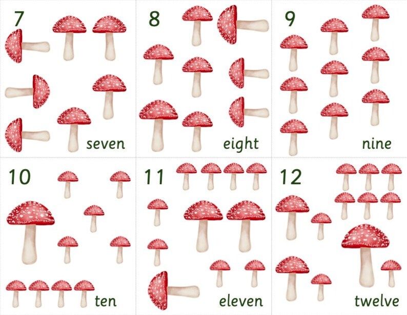 Toadstool Number Cards - Etsy