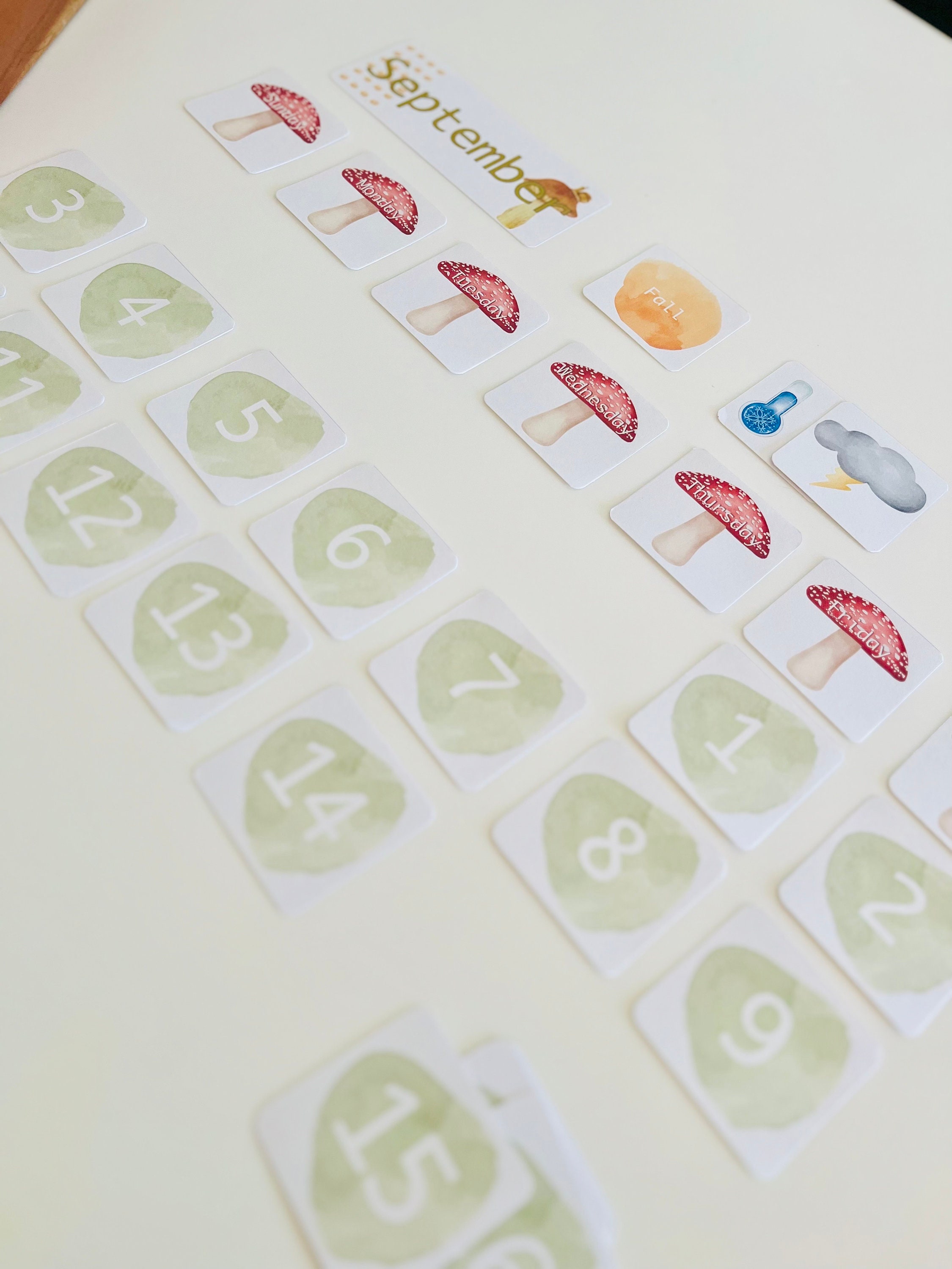 Classroom Calendar Card Set Toadstool - Etsy