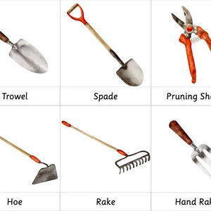Montessori 3 Part Cards Garden Tools - Etsy