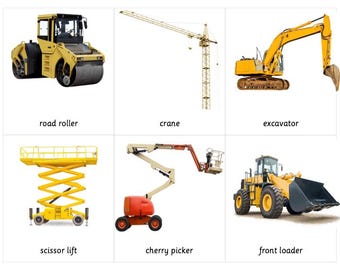 Construction Vehicles - Montessori 3-part Cards | BILINGUAL SPANISH ...