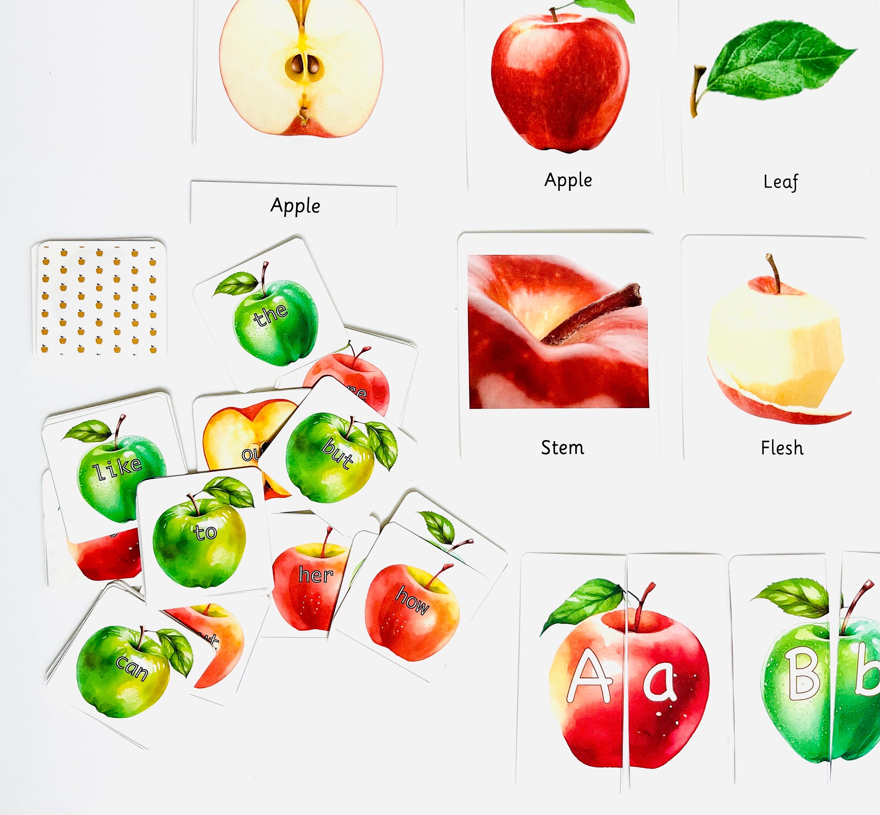 Apple Sight Words Cards - Etsy