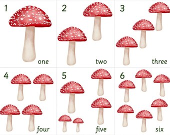 Mushroom Number Cards 1-10 Charlotte Mason Preschool - Etsy