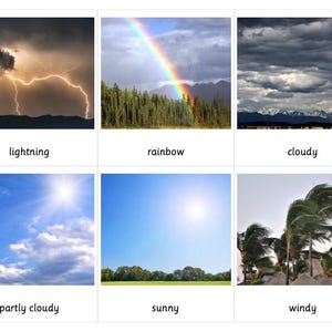 Weather Montessori 3 Part Cards - Etsy