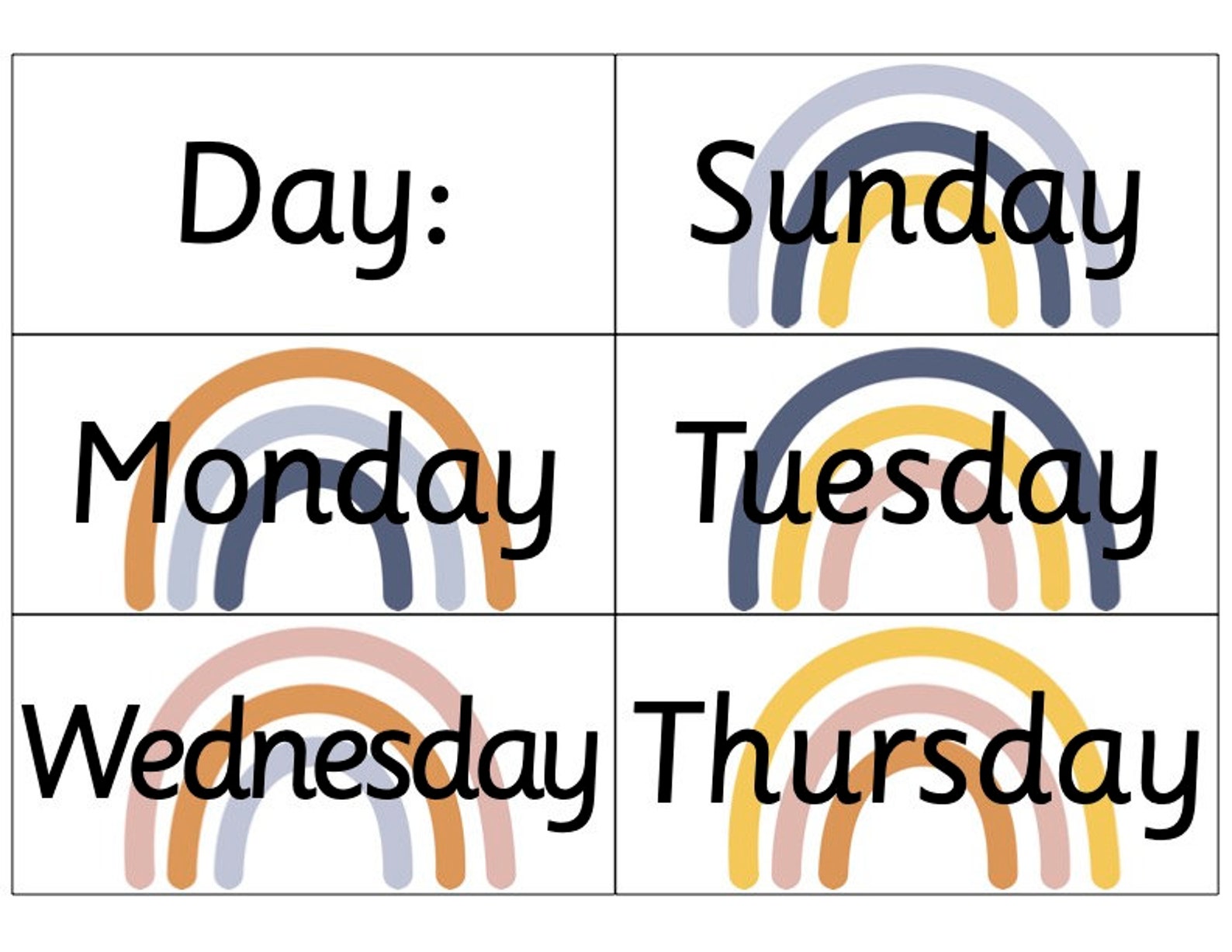 Classroom Calendar Cards Boho Rainbow - Etsy
