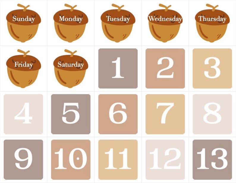 Classroom Calendar Card Set - Autumn Woodland - Etsy
