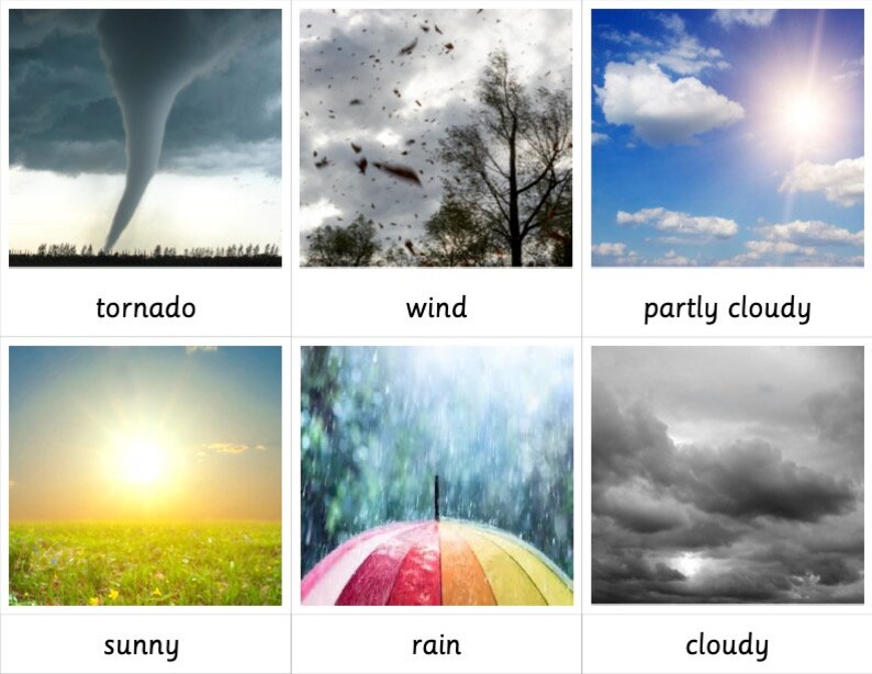 Montessori 3 Part Cards Weather - Etsy
