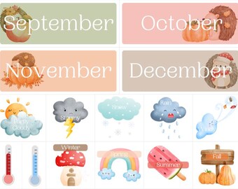 Classroom Calendar Card Set Autumn Woodland - Etsy