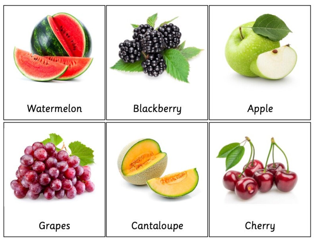 Montessori 3 Part Cards Fruit - Etsy