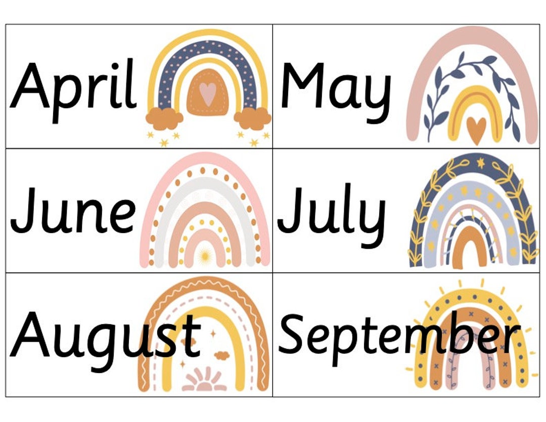Classroom Calendar Cards Boho Rainbow - Etsy