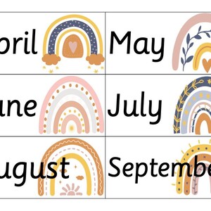 Classroom Calendar Cards Boho Rainbow - Etsy
