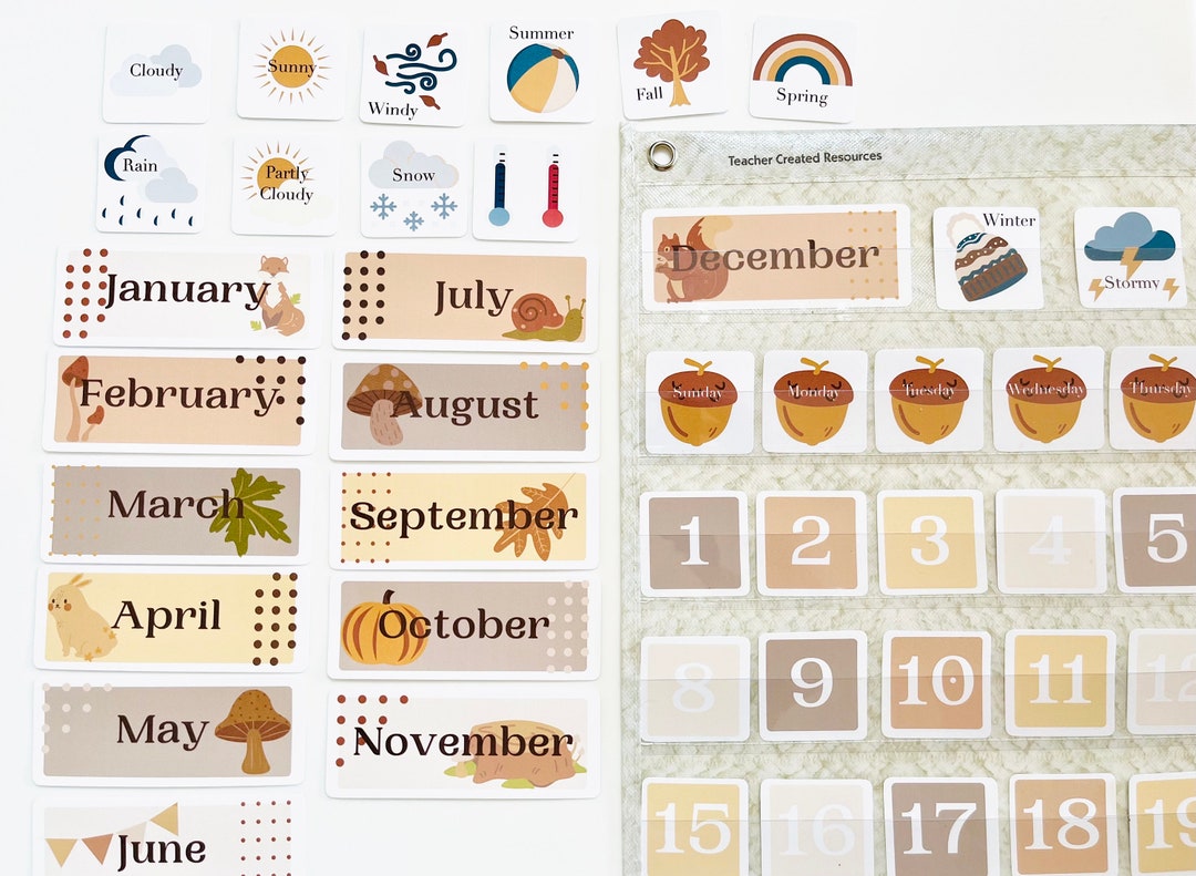 Classroom Calendar Card Set - Autumn Woodland - Etsy