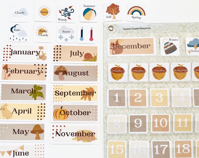 Classroom Calendar Card Set Autumn Woodland - Etsy