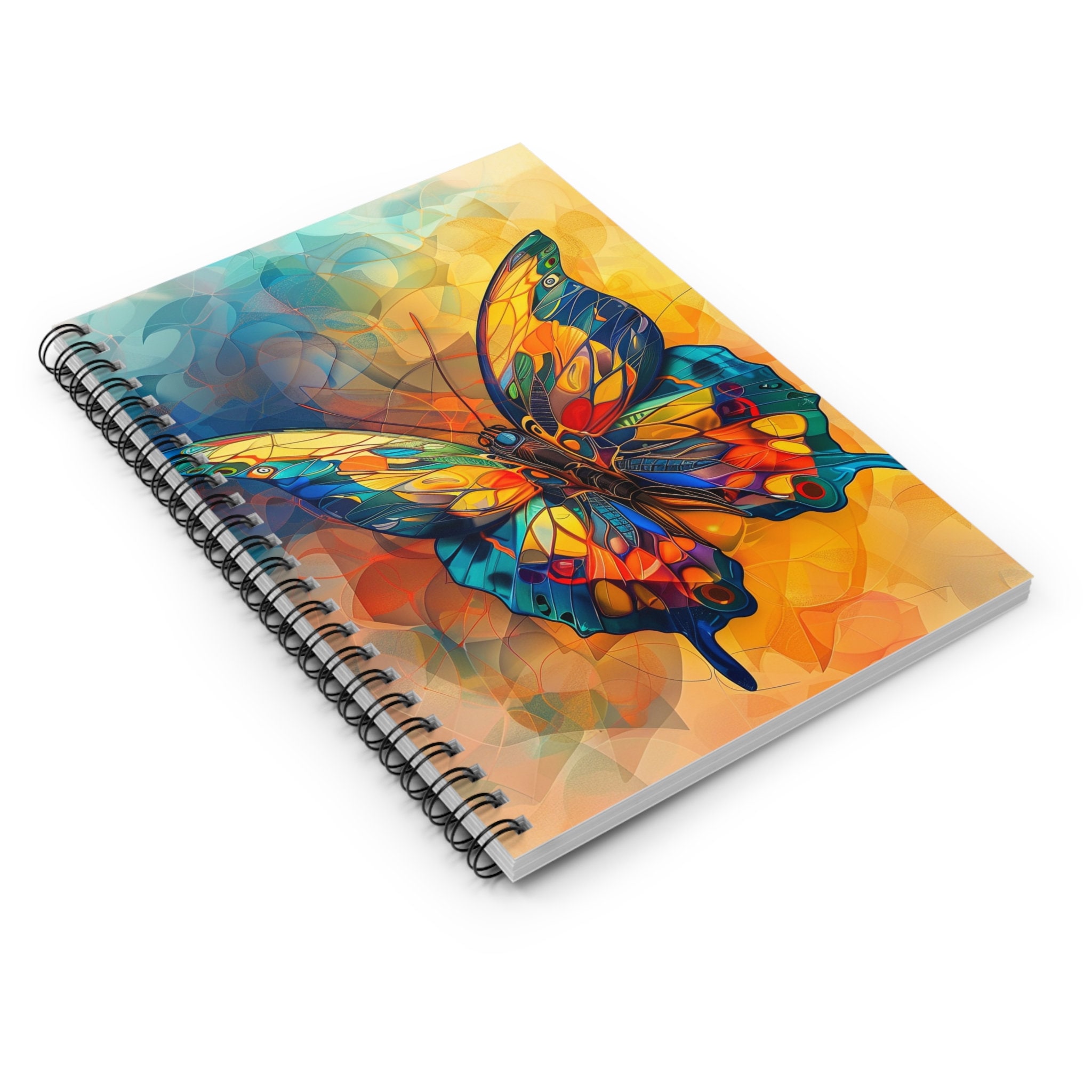 Vibrant Mosaic Butterfly on Spiral Notebook Ruled Line - Etsy