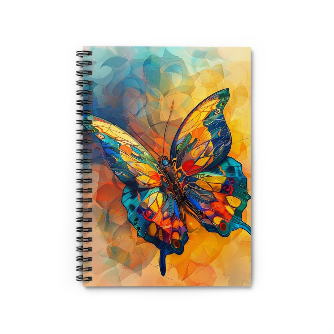 Vibrant Mosaic Butterfly on Spiral Notebook Ruled Line - Etsy