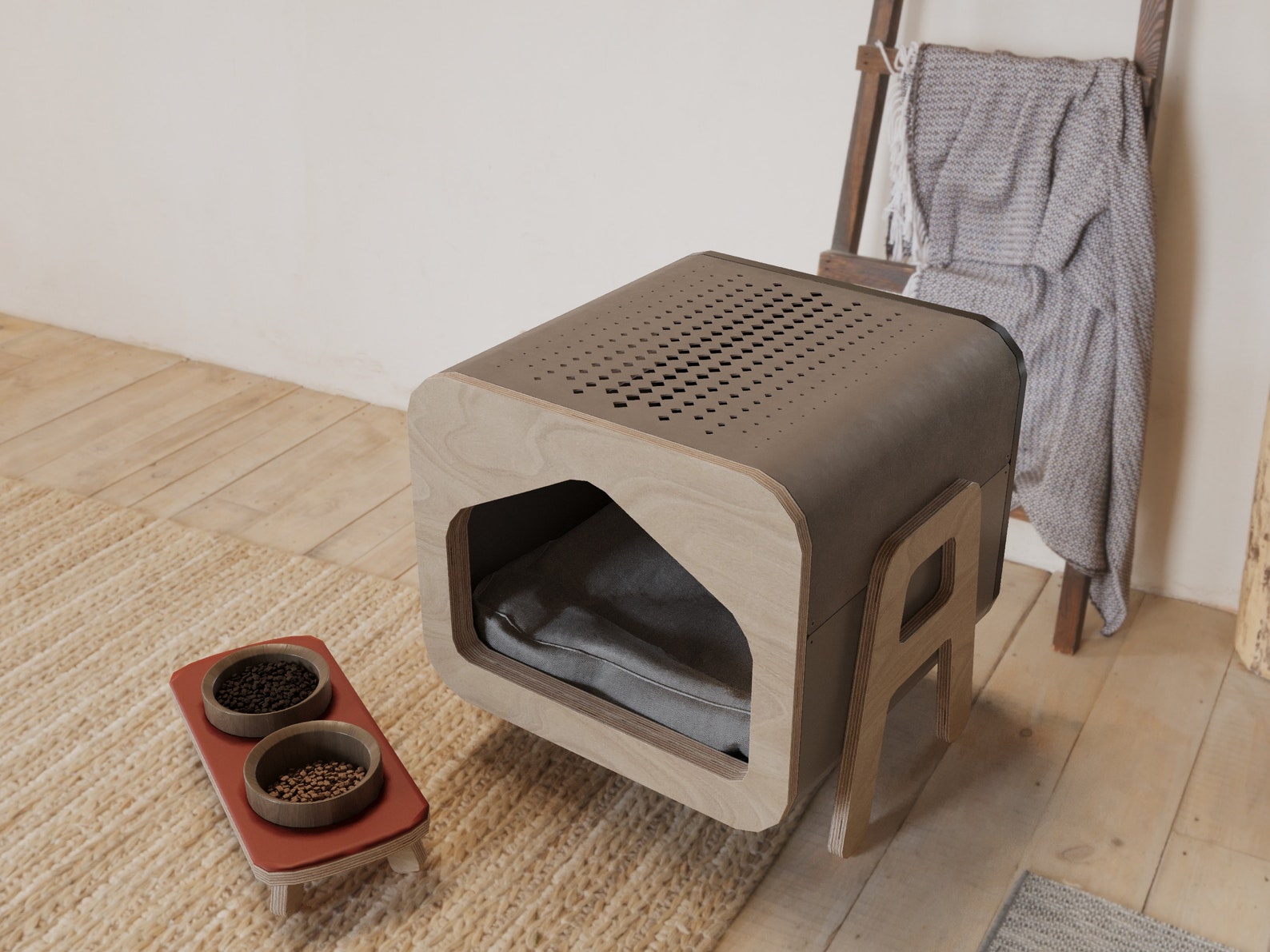 3D Pet House STL File: Modern Dog Kennel & Food Cub (digital Download ...
