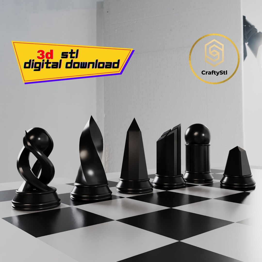 3D Printable Chess Set STL Download File Stl Pack Chess Pieces Toys 3D ...