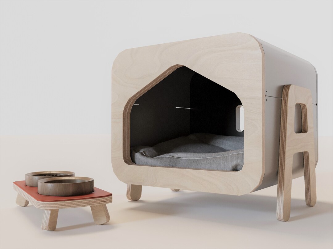 3D Pet House STL File: Modern Dog Kennel & Food Cub (digital Download ...