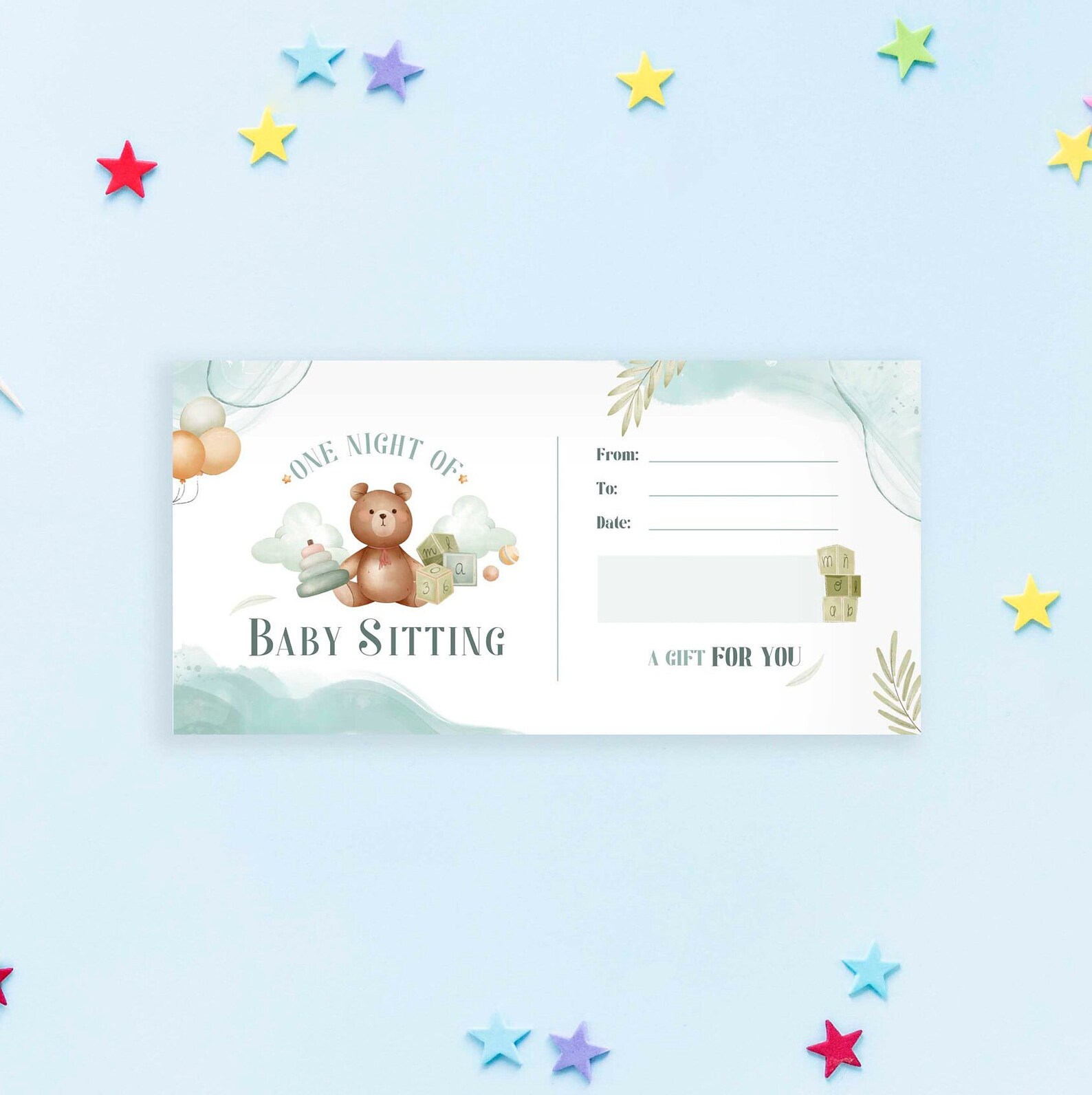 Babysitting Gift Certificate Template, Printable Kids Christmas Coupon ...