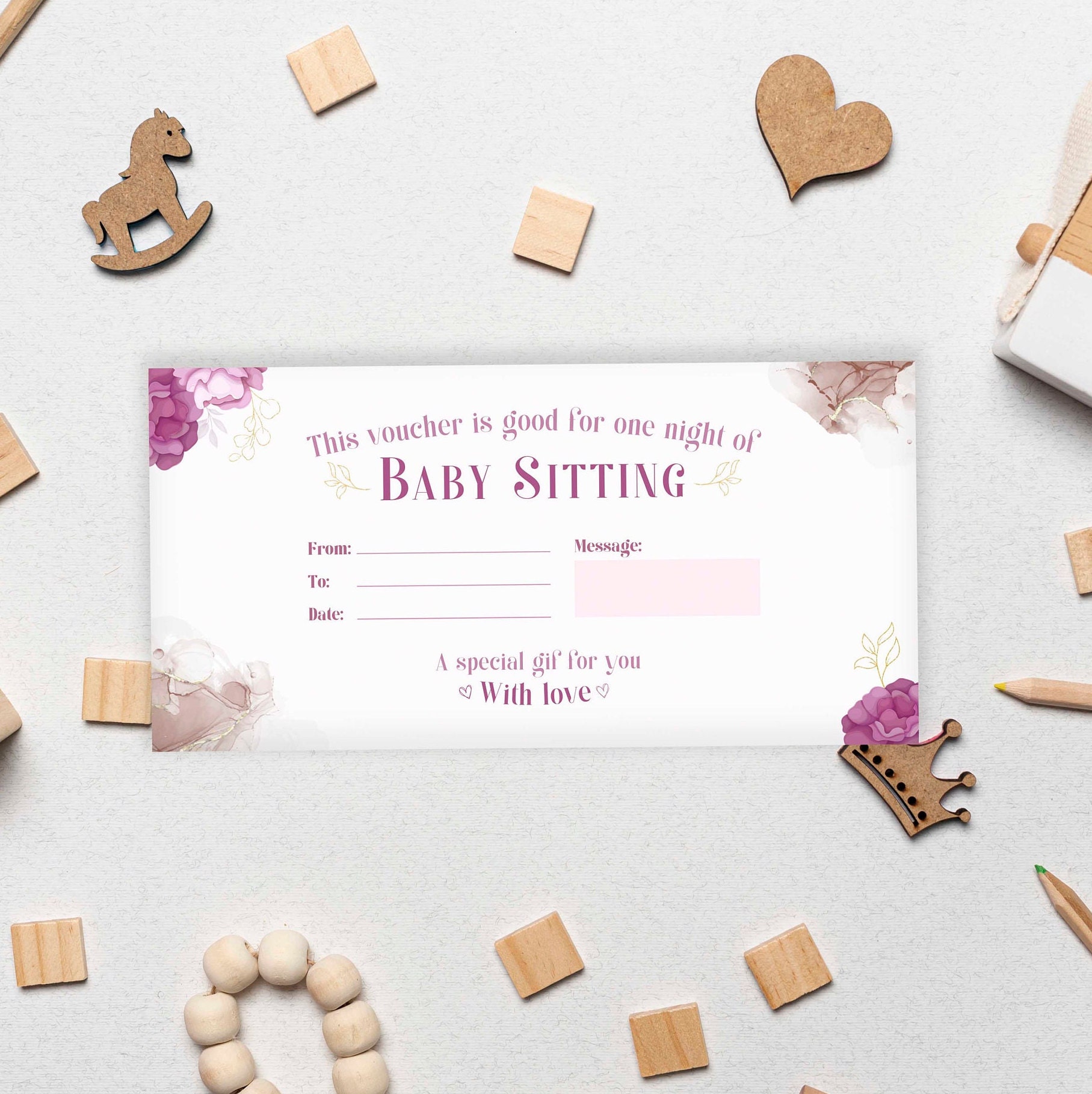 Babysitting Coupon Gift Card, Printable Kids Christmas Personalized ...