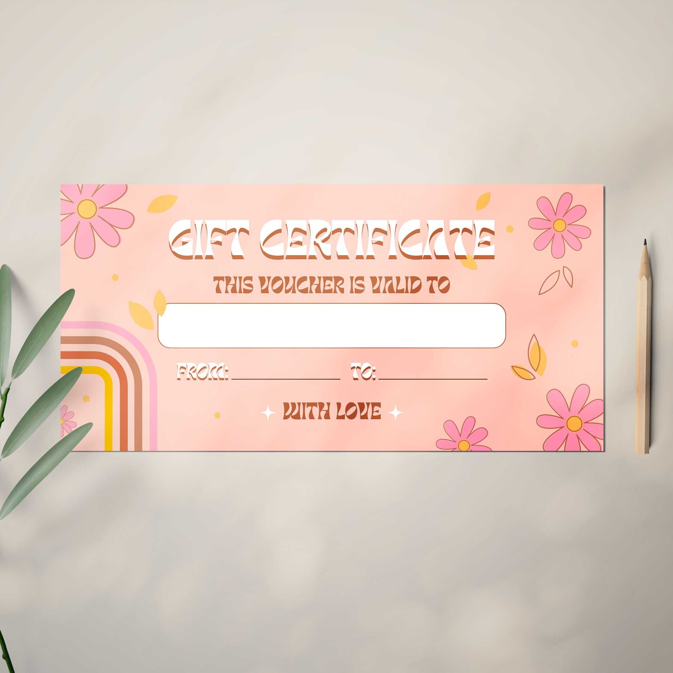 Printable Birthday Gift Certificate Flowers, Happy Birthday Custom Gift ...