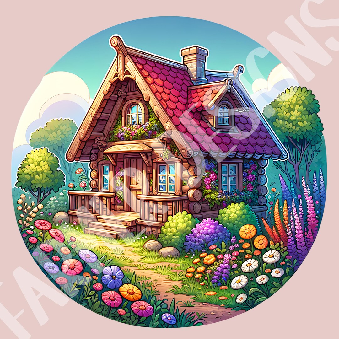 Cottagecore Clipart, Cute Cottage With Flowers Sublimation Digital ...