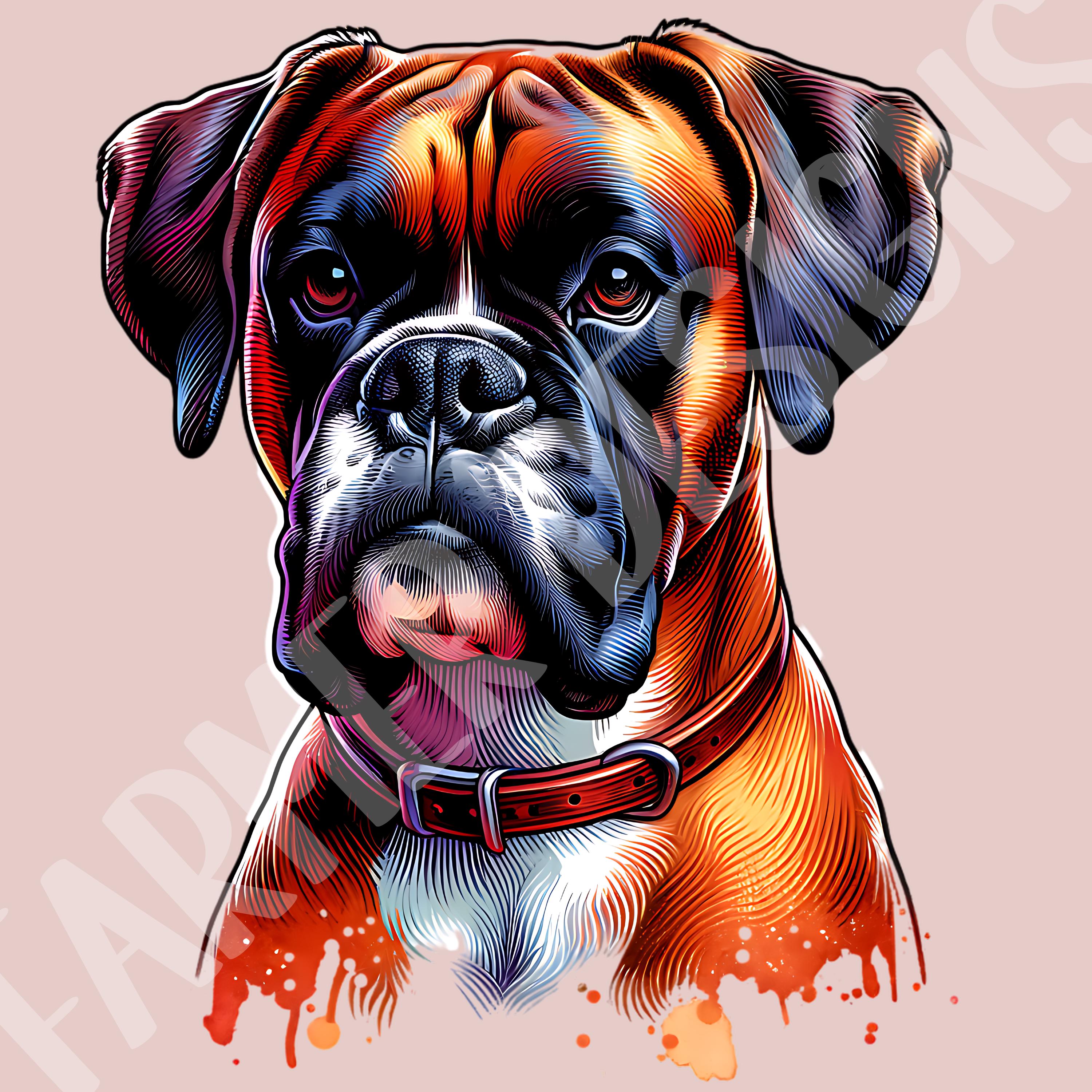 Boxer Dog Clipart Watercolor Dog Clipart Sublimation Designs, Dog Breed ...