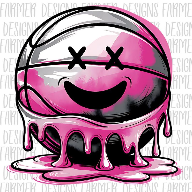Pink Basketball Trendy Sublimation Design, Cute Basketball PNG, Sports ...