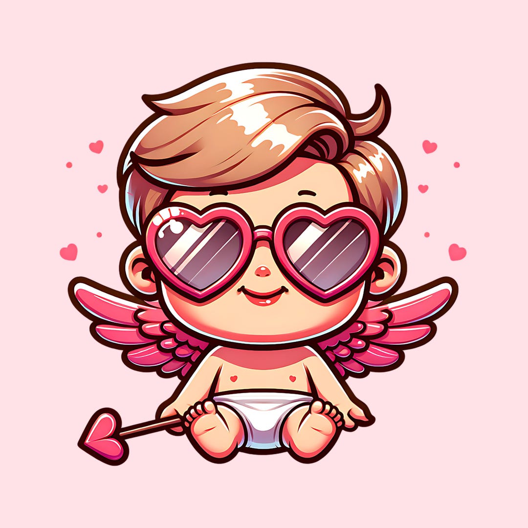 Cupid With Heart Sunglasses PNG, Valentines Day T Shirt, Cupid With ...