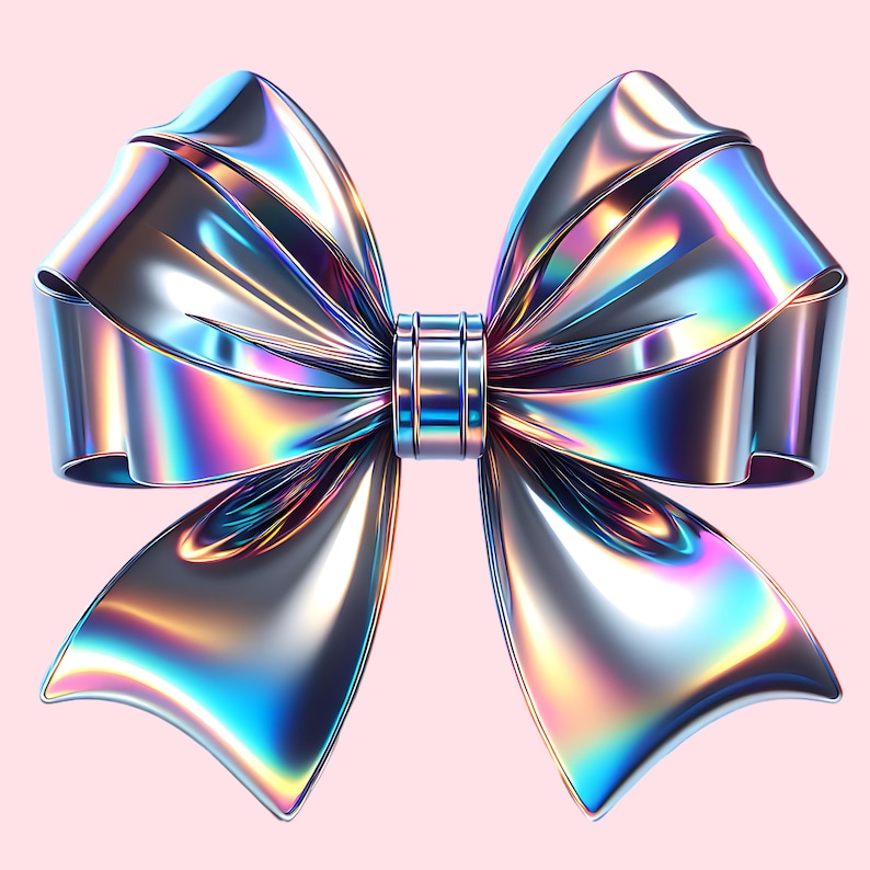Iridescent Bow, Coquette Bow, Bright and Shiny Bow Y2K Girly PNG ...