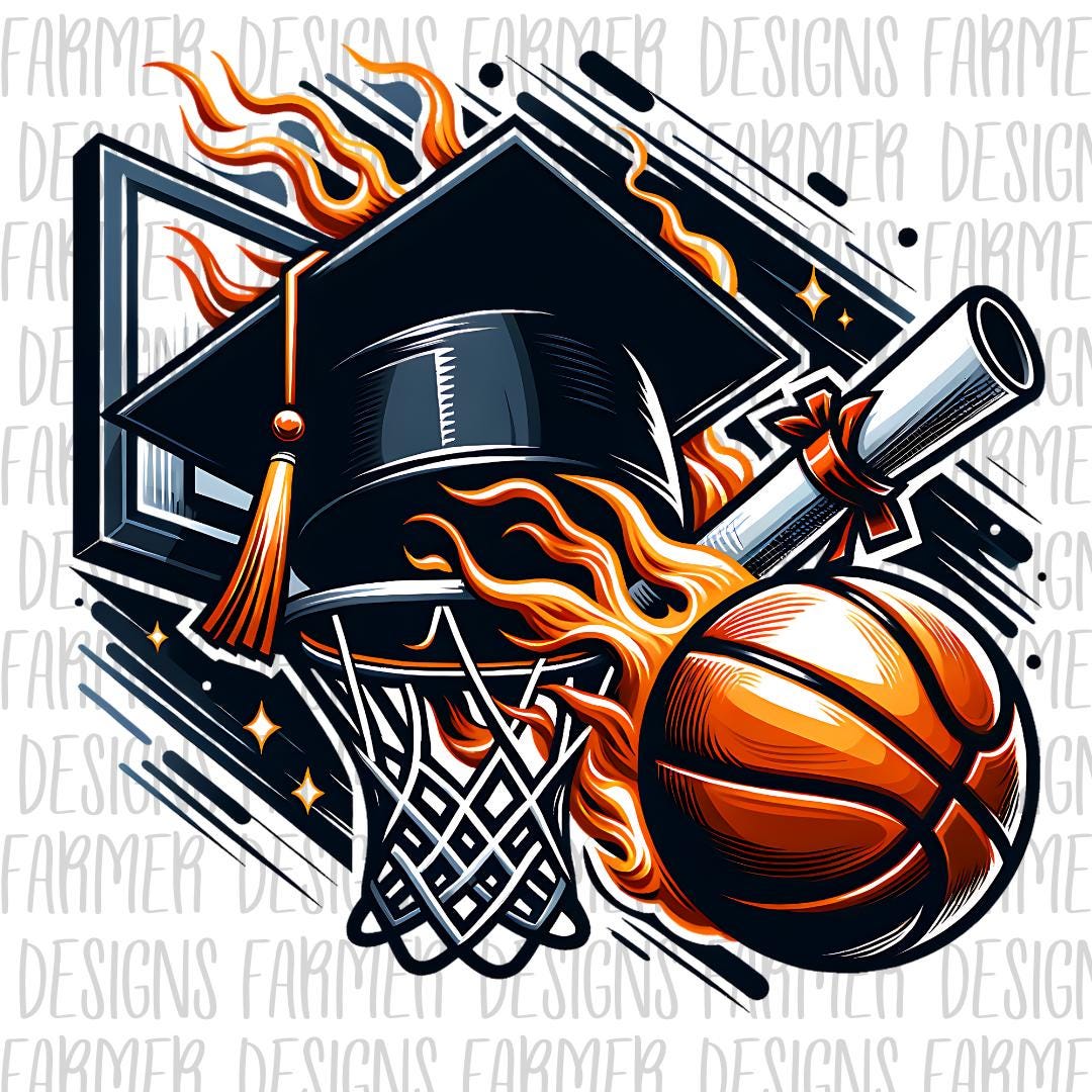 Basketball Senior Graduation Cap and Diploma 2025 Png, Sports Senior ...