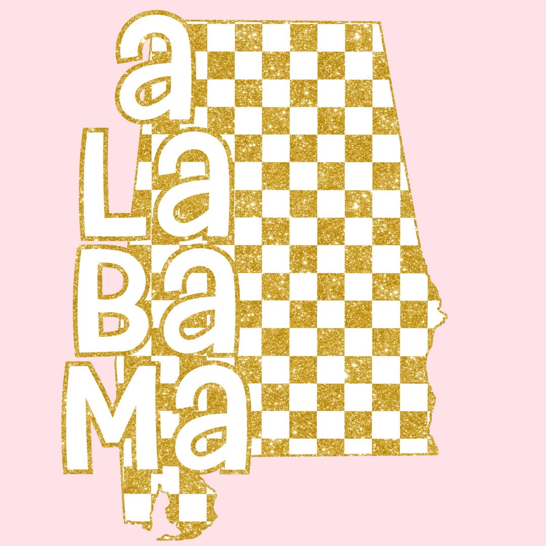 White and Gold Glitter Alabama Png, Alabama State Png, Roll Tide Svg ...