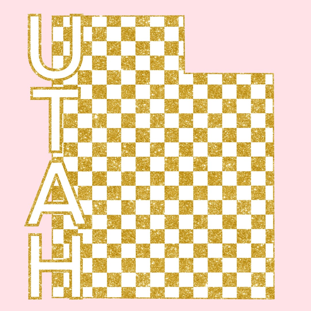 White and Gold Glitter Utah Png, Utah State Png, Utah Sign Png, Instant ...