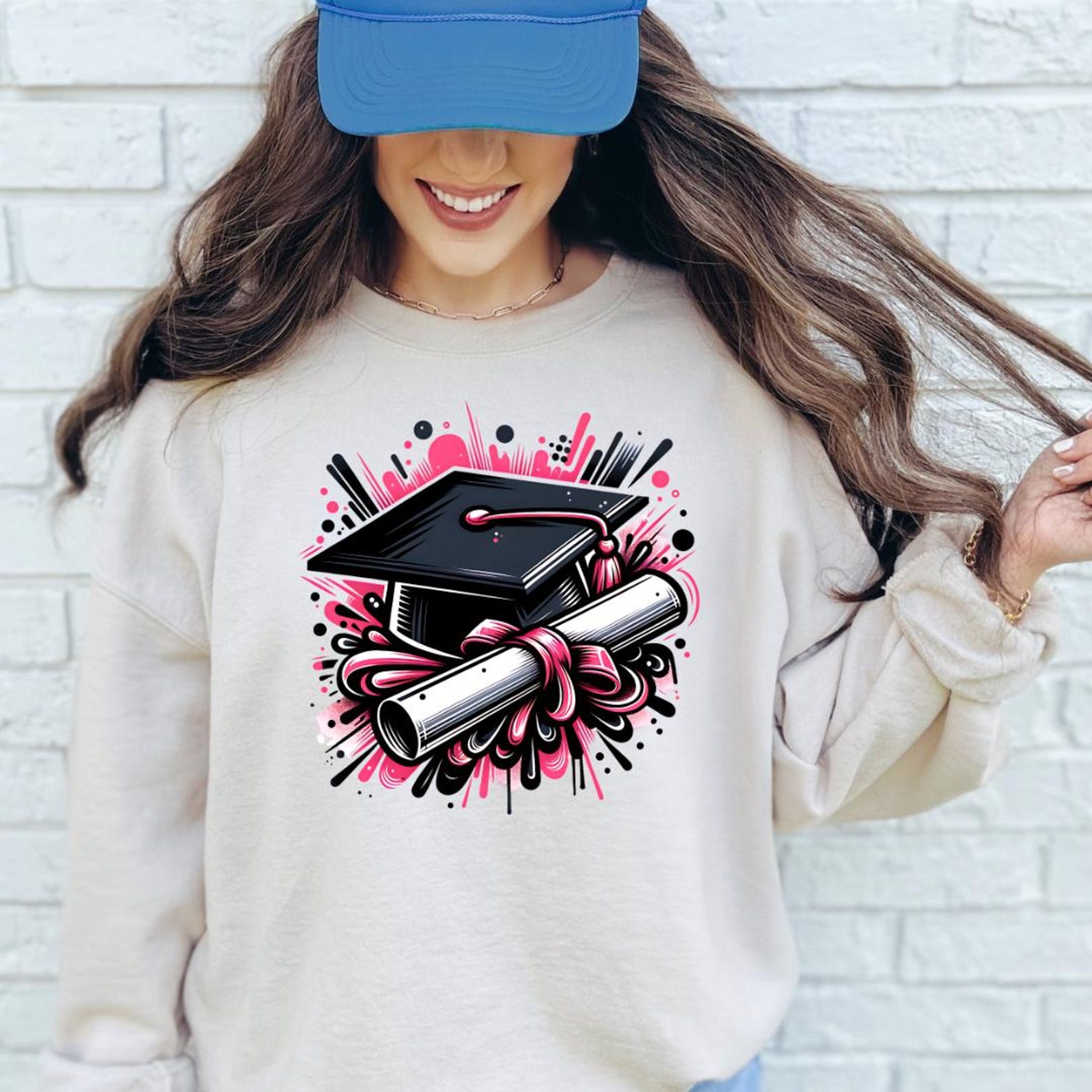 Pink Graduation Cap and Diploma Senior 2025 Png, Girly Pink Senior 2025 ...