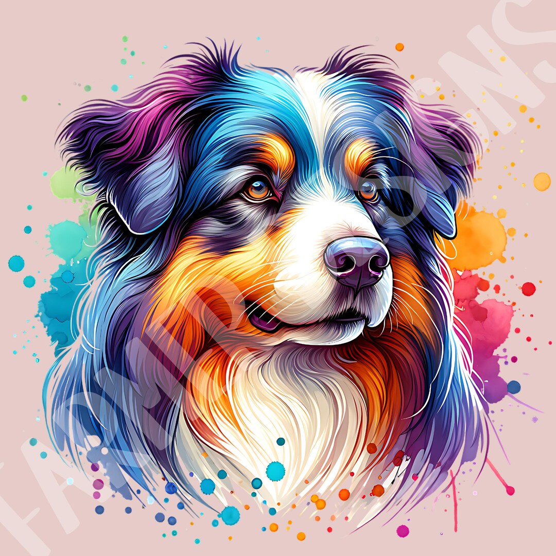 Australian Shepard Dog Clipart Watercolor Dog Clipart Sublimation ...