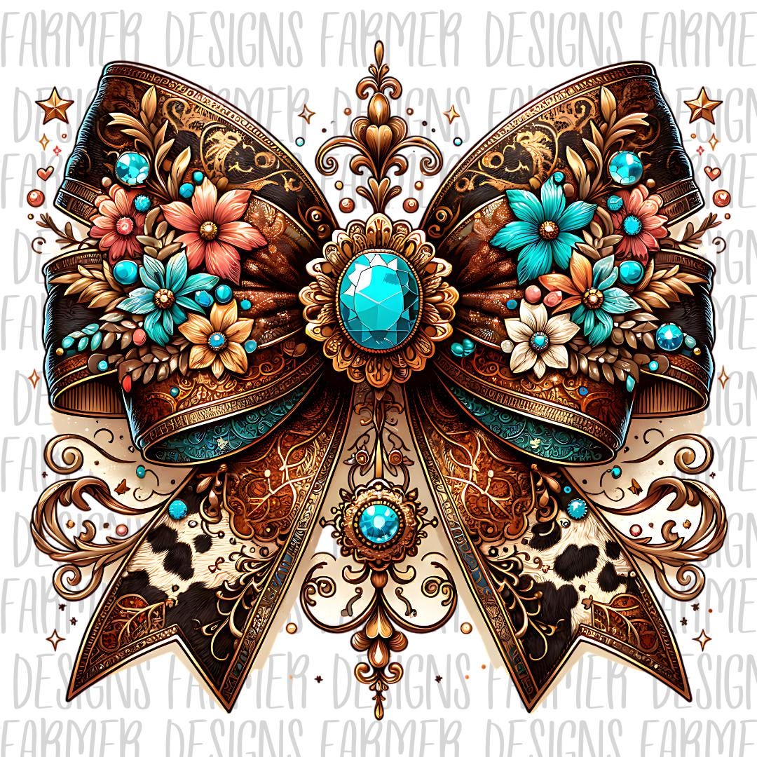 Floral Western Turquoise Western Girly PNG, Cowgirl Sublimation Design ...