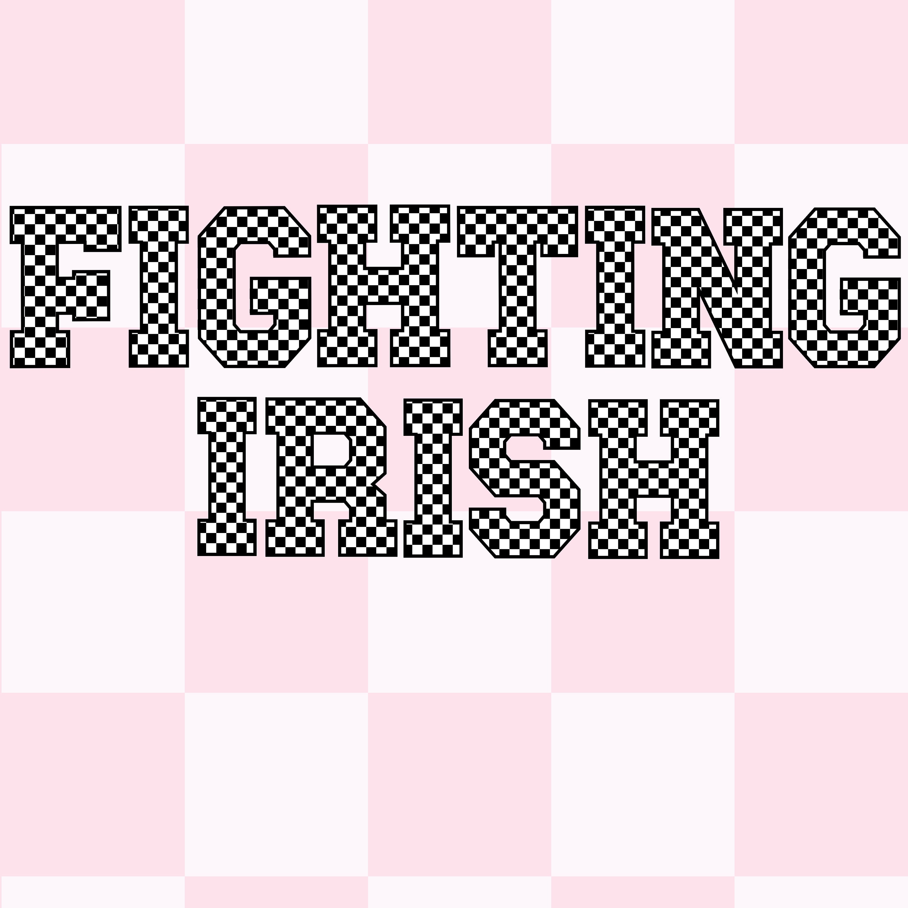 Checkered Letters Team Mascot Png Fighting Irish Sublimation Design ...