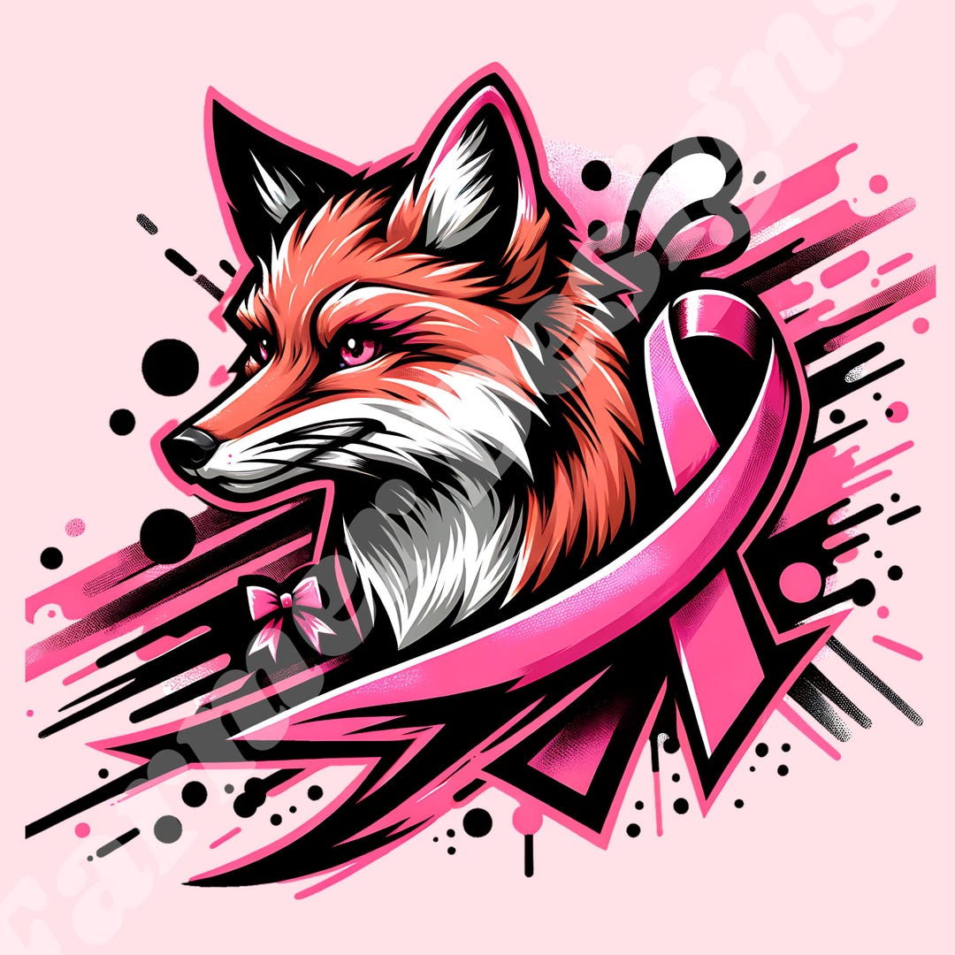 Breast Cancer Team Mascot Png Fox Sublimation Pink Out Breast Cancer ...