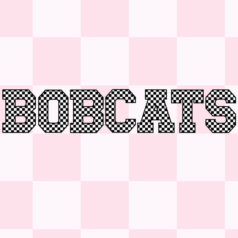 Checkered Letters Team Mascot Png Bobcats Sublimation Design Download ...