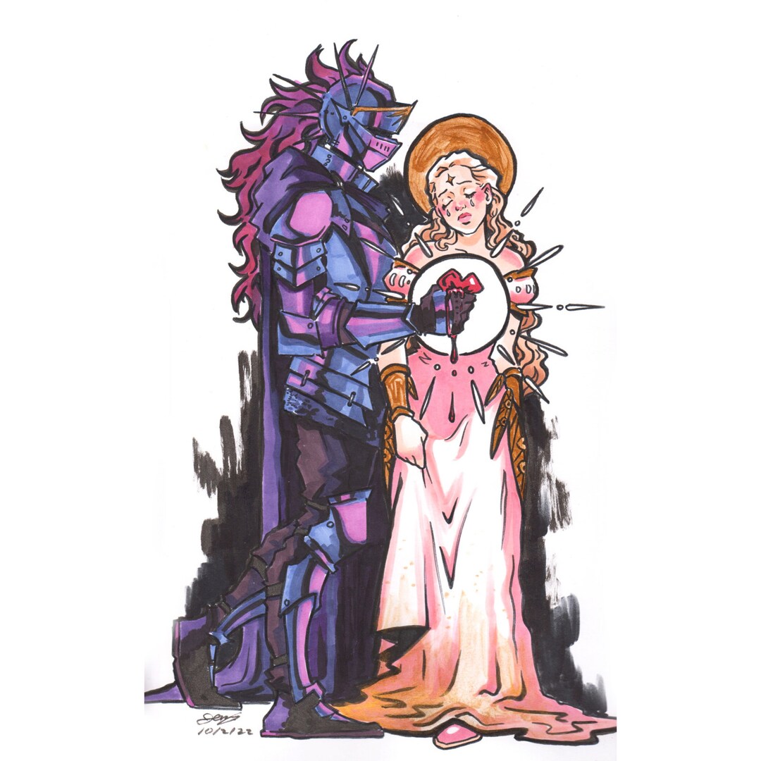 Grief - Dark Knight and Princess Illustrated Art Print - Etsy
