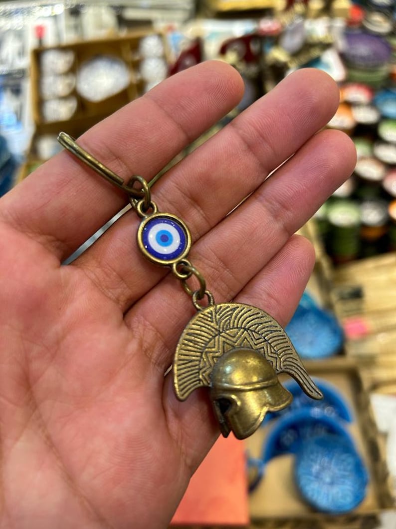 Vintage Metal Troia Hector Helmet Keychain, Spartan Keyring, Ancient ...