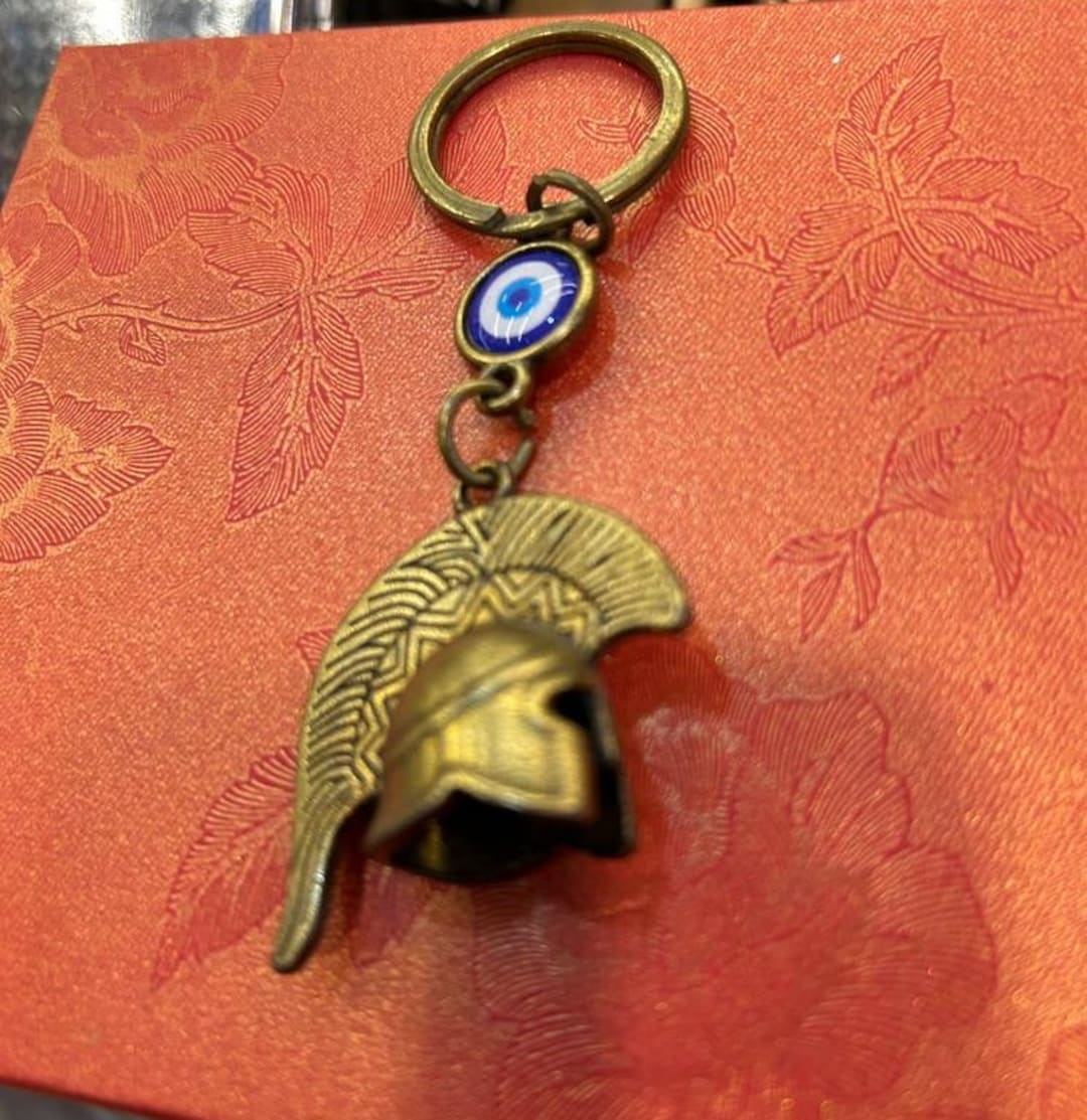 Vintage Metal Troia Hector Helmet Keychain, Spartan Keyring, Ancient ...