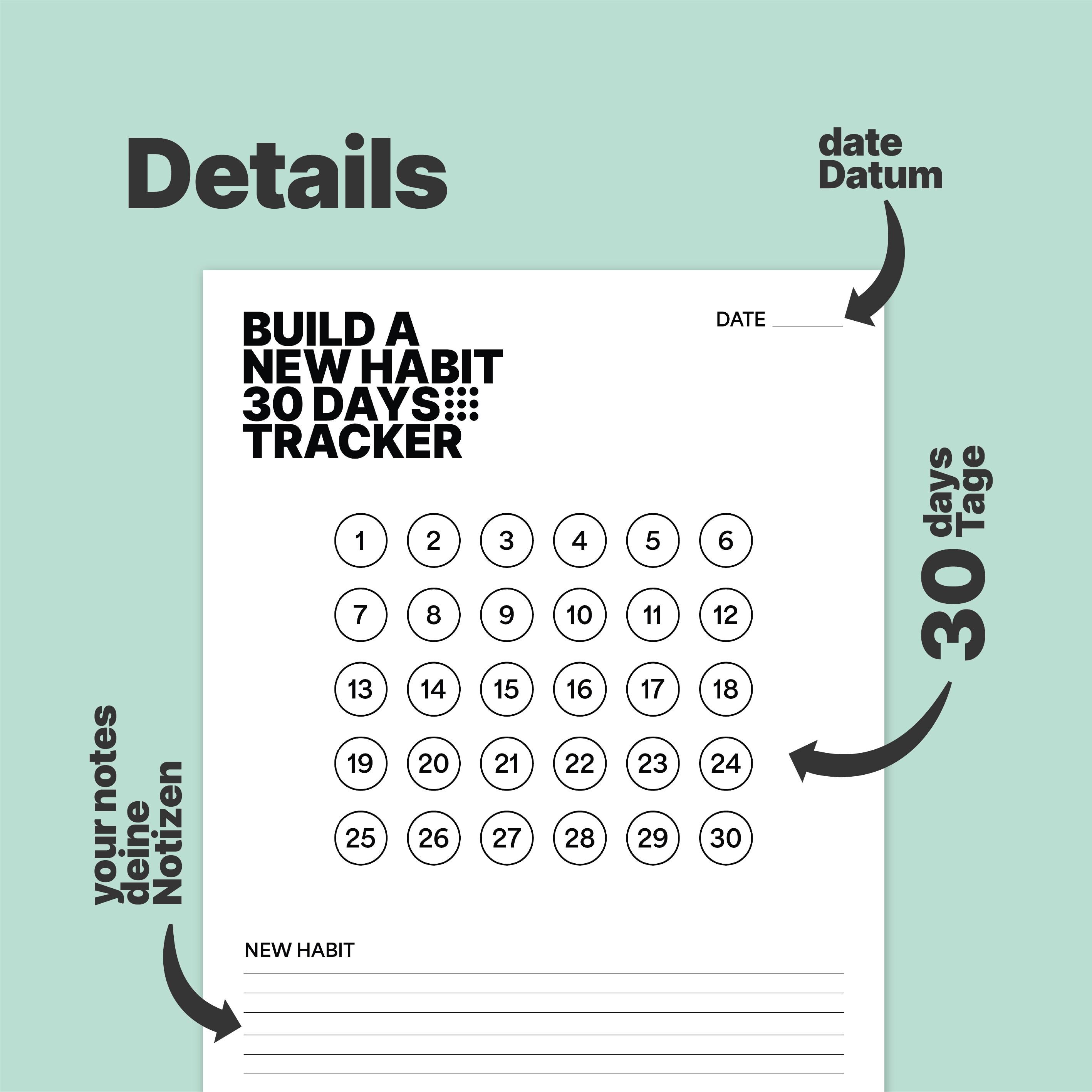 Build a New Habit TRACKER Bundle - Digital Template. Ready to Print or ...