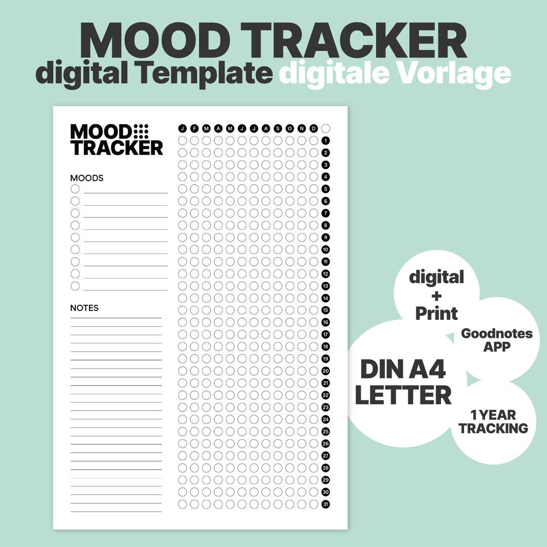 MOOD TRACKER - Digital Template. Ready to Print or for Digital Use ...