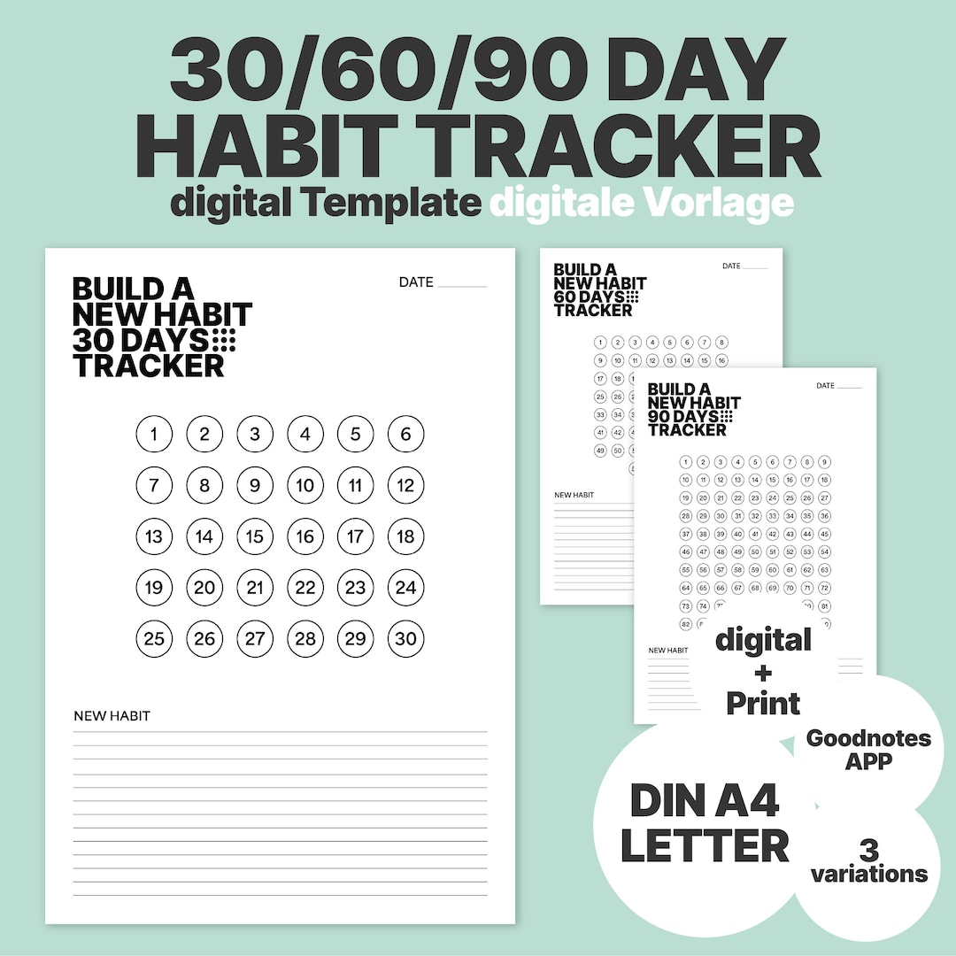 Build a New Habit TRACKER Bundle - Digital Template. Ready to Print or ...