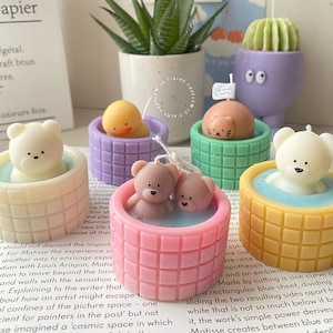 Animal in Hot Spring Bath Candle, Forest Decor Room, Gift for Her ...