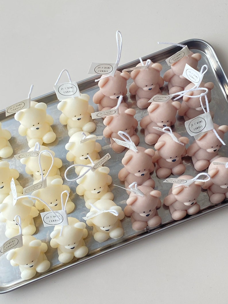 Mini Bear Candle Teddy Bear Candle Baby shower Small - Etsy España