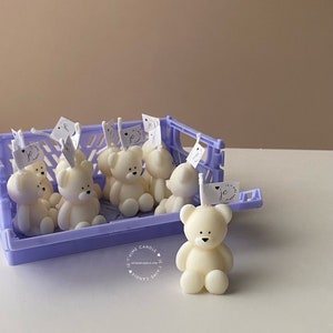 Mini Teddy Bear Candle With Bag, Baby Shower Wedding Bridal Favors for ...