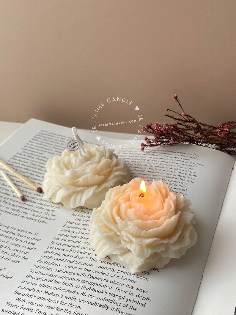 Elegant Peony Flower Candle Floral Candle Wedding Favour Hand-poured ...